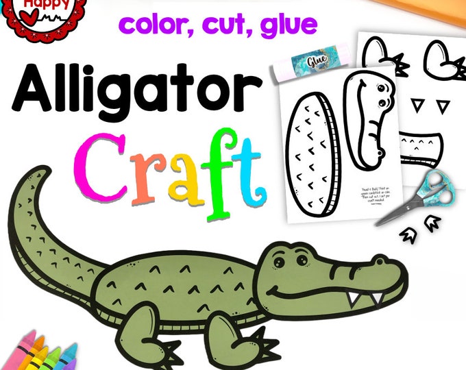 Printable Kids Alligator Craft Template, Letter A, Homeschool, Teachers Resources, Instant ...
