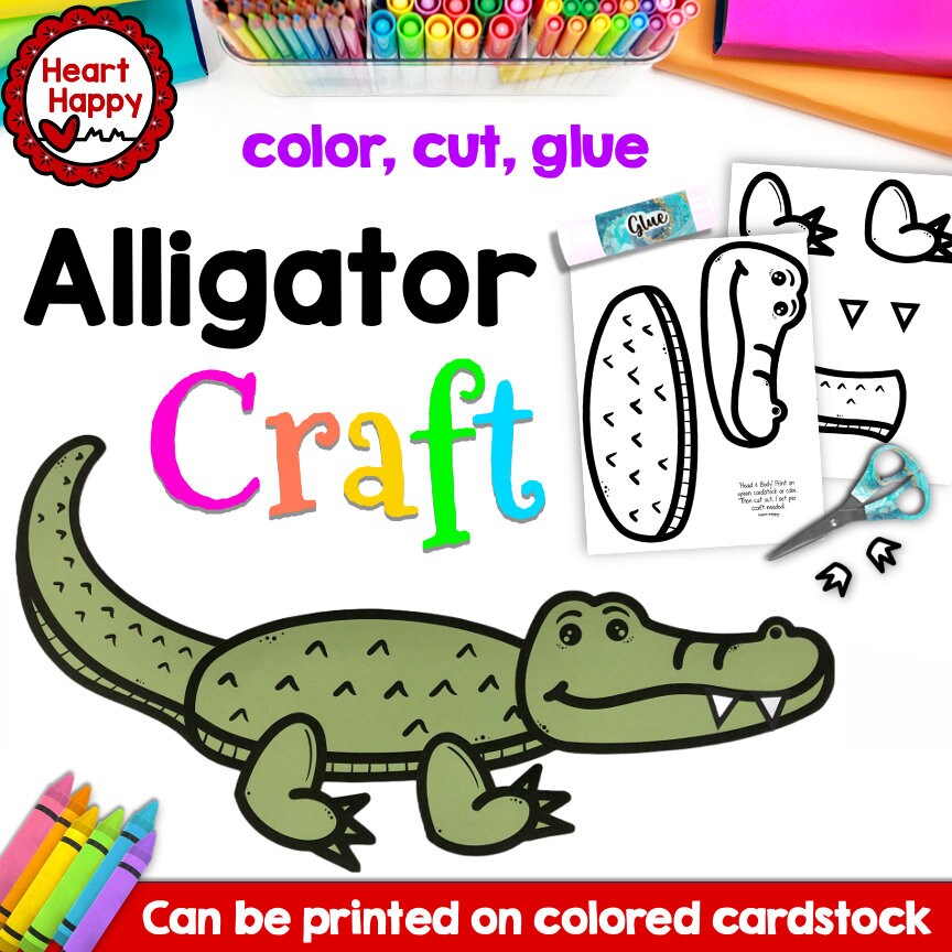 Printable Kids Alligator Craft Template, Letter A, Homeschool, Teachers ...
