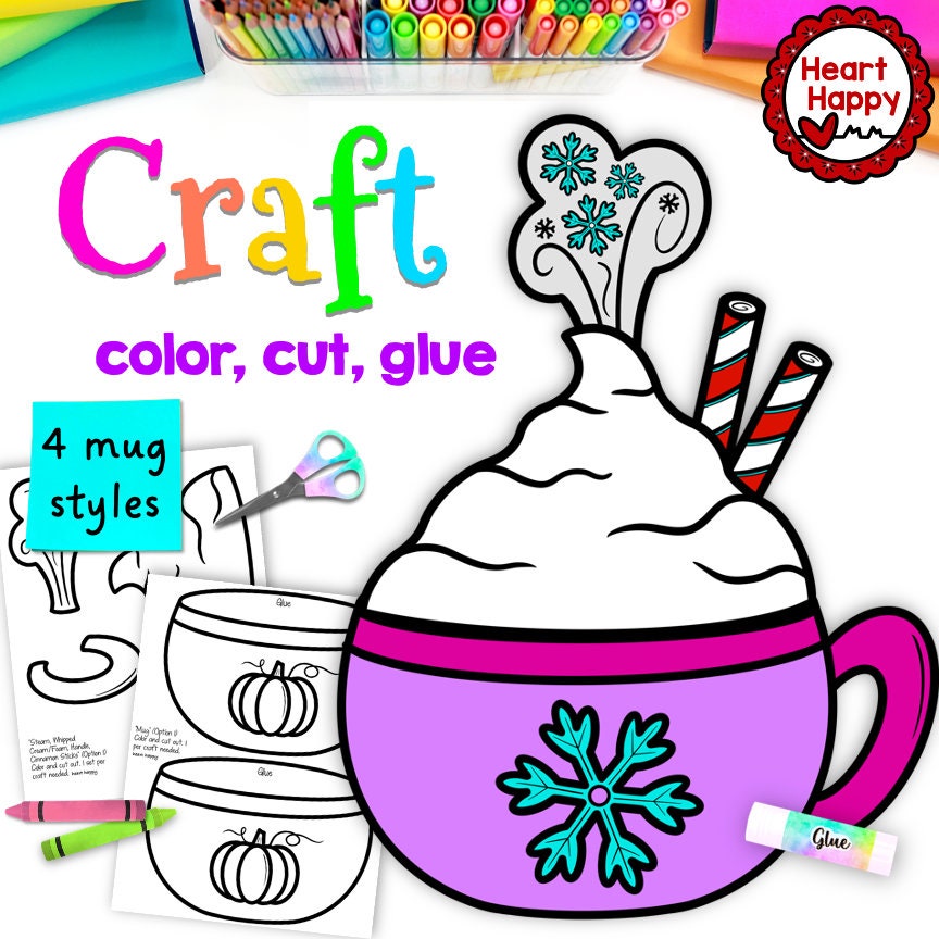 Hot Chocolate Craft, Kids Printable Craft Template, Winter Craft, Fall ...