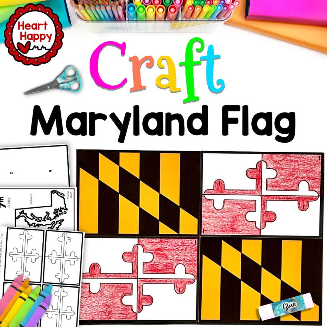 Maryland Flag Craft, Kids Printable Craft Template, Maryland State ...