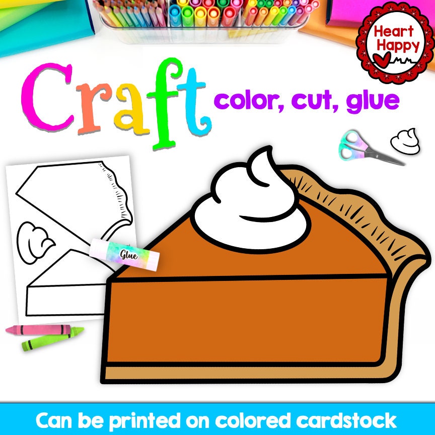 Pumpkin Pie Craft, Kids Printable Craft Template, Thanksgiving Craft ...