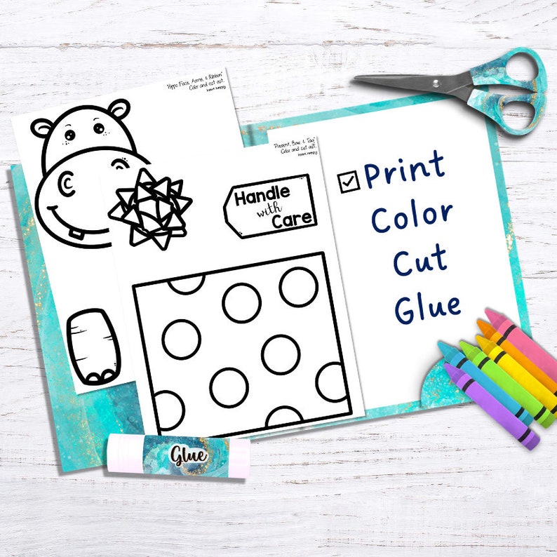 Holiday Hippo Kids Printable Craft Template, Winter Craft, Christmas ...