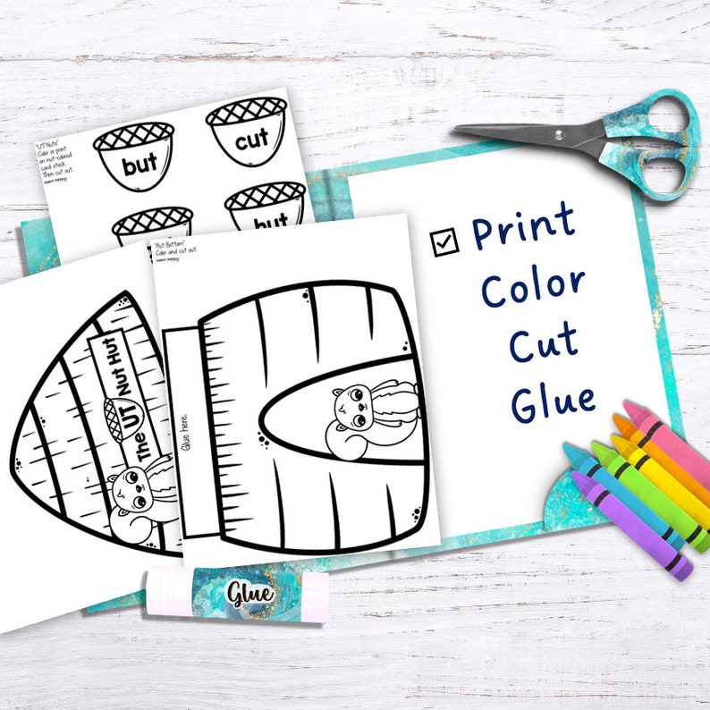 UT Nut Hut, Short U Craft, UT Word Family Craft,printable Kids Craft ...