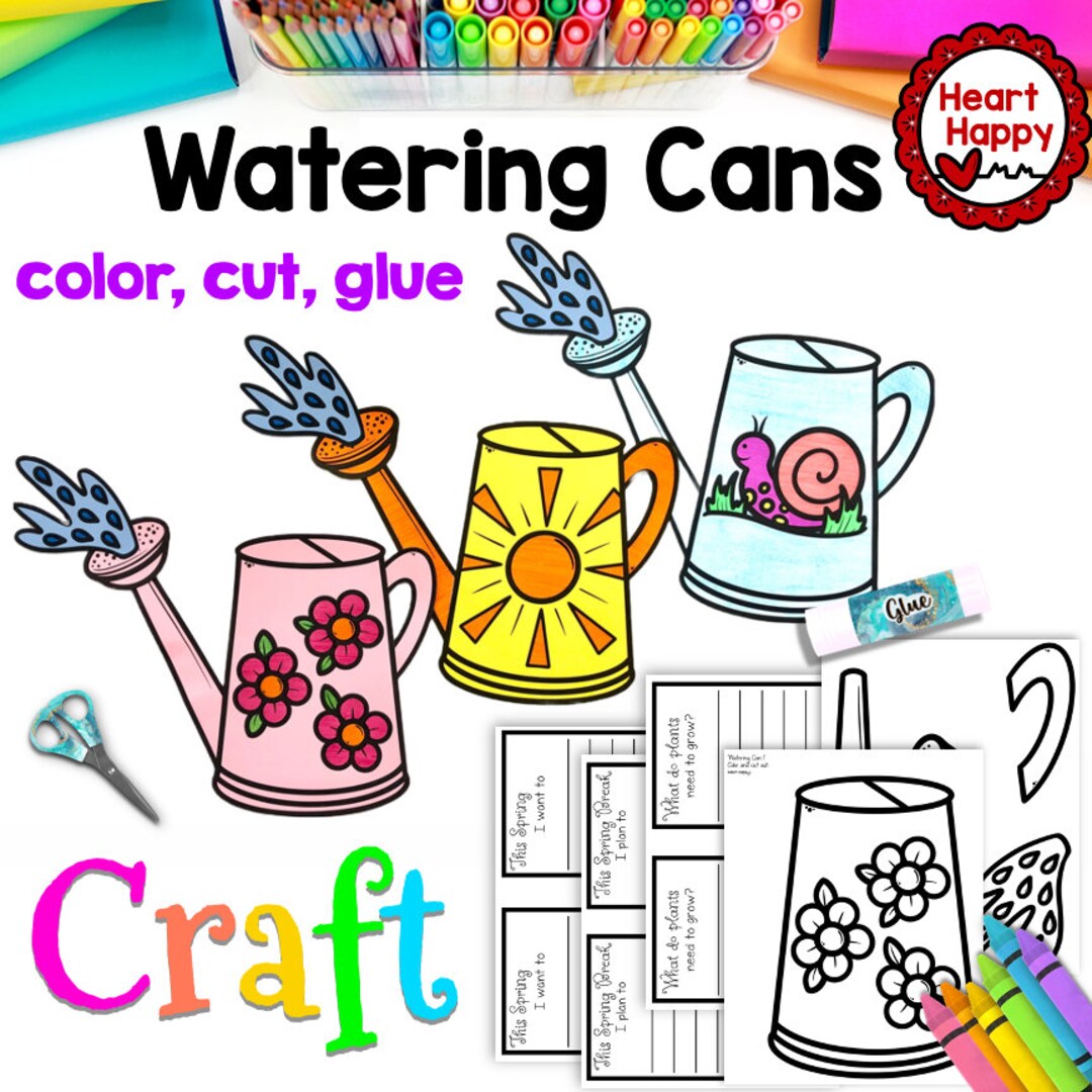 Spring Kids Printable Craft Template, Watering Can, Garden Crafts ...