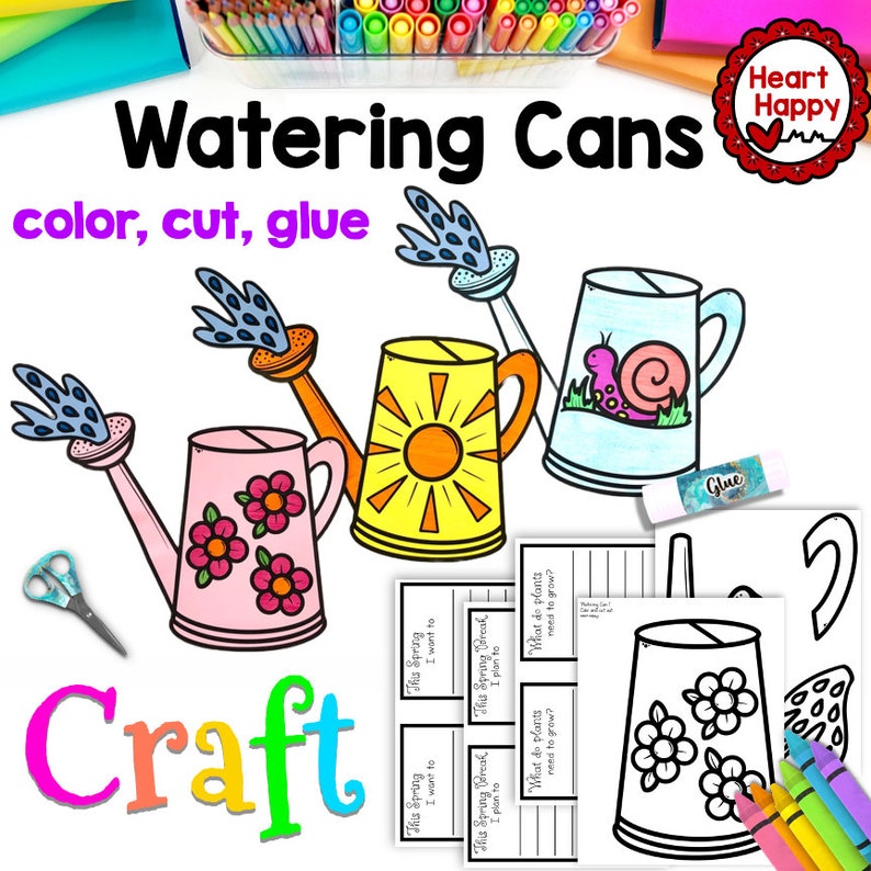 Spring Kids Printable Craft Template, Watering Can, Garden Crafts ...
