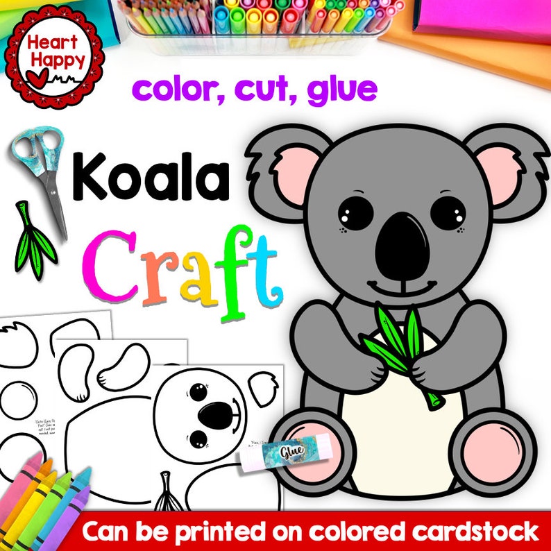 Koala Bear Craft, Kids Printable Craft Template, Zoo Animal Craft ...