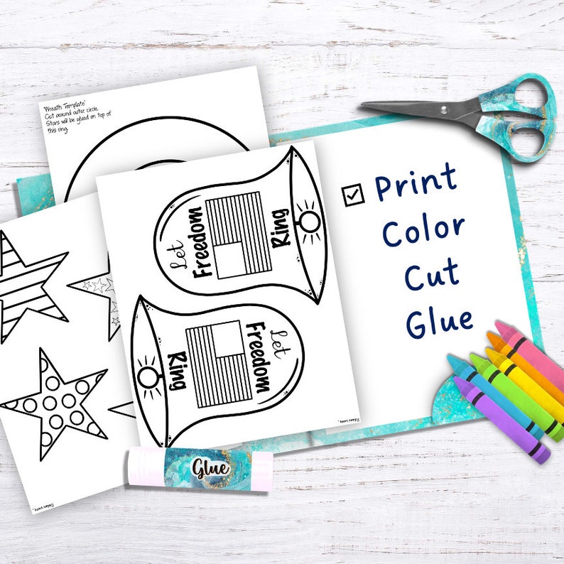 Patriotic Wreath Craft, Kids Printable Craft Template, Veterans Day ...