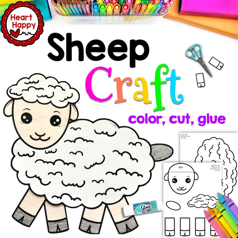 Sheep Craft, Lamb Craft, Kids Printable Template, Farm Animals, Spring ...