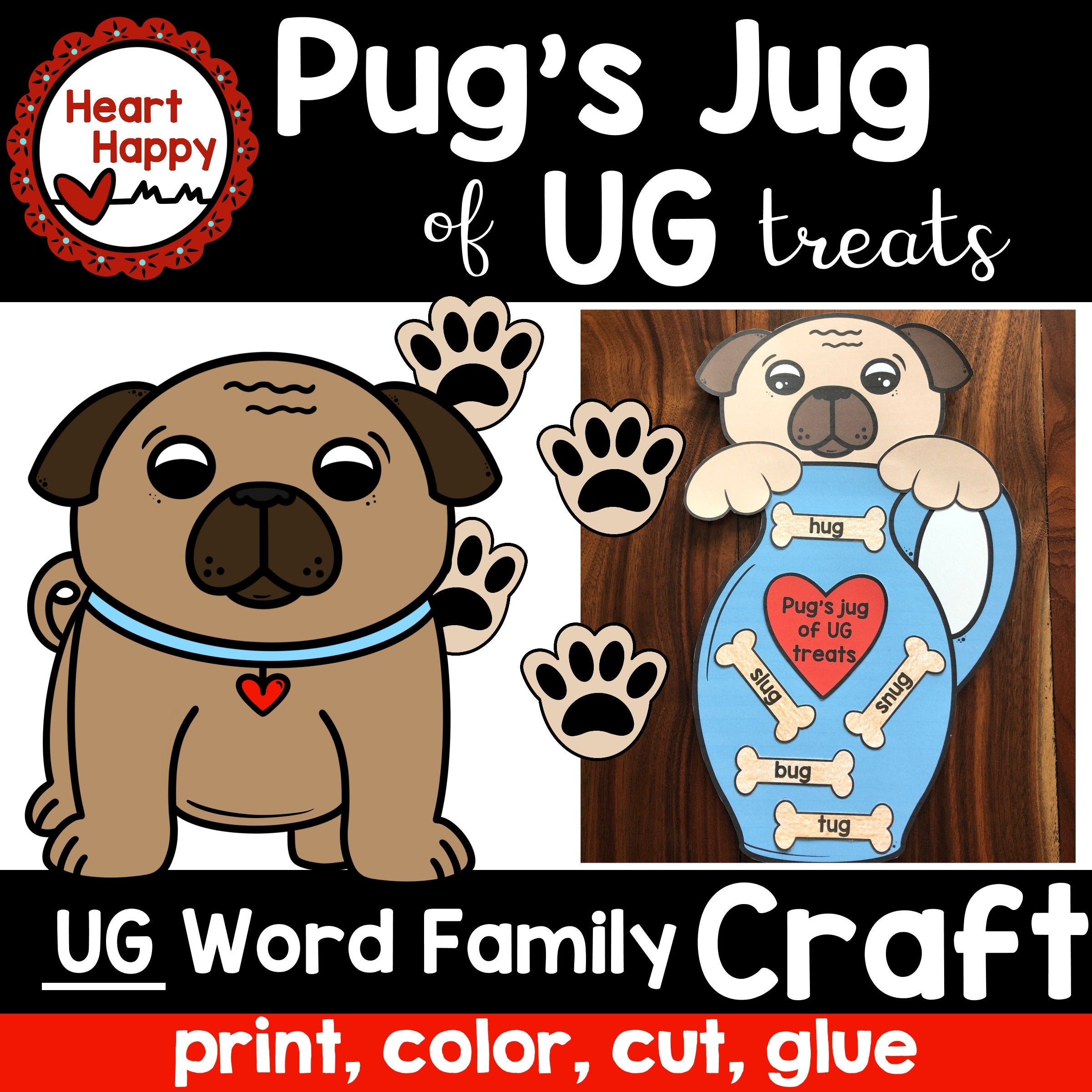 Pug's Jug of UG Short U Craft UG Word Family Craft | Etsy