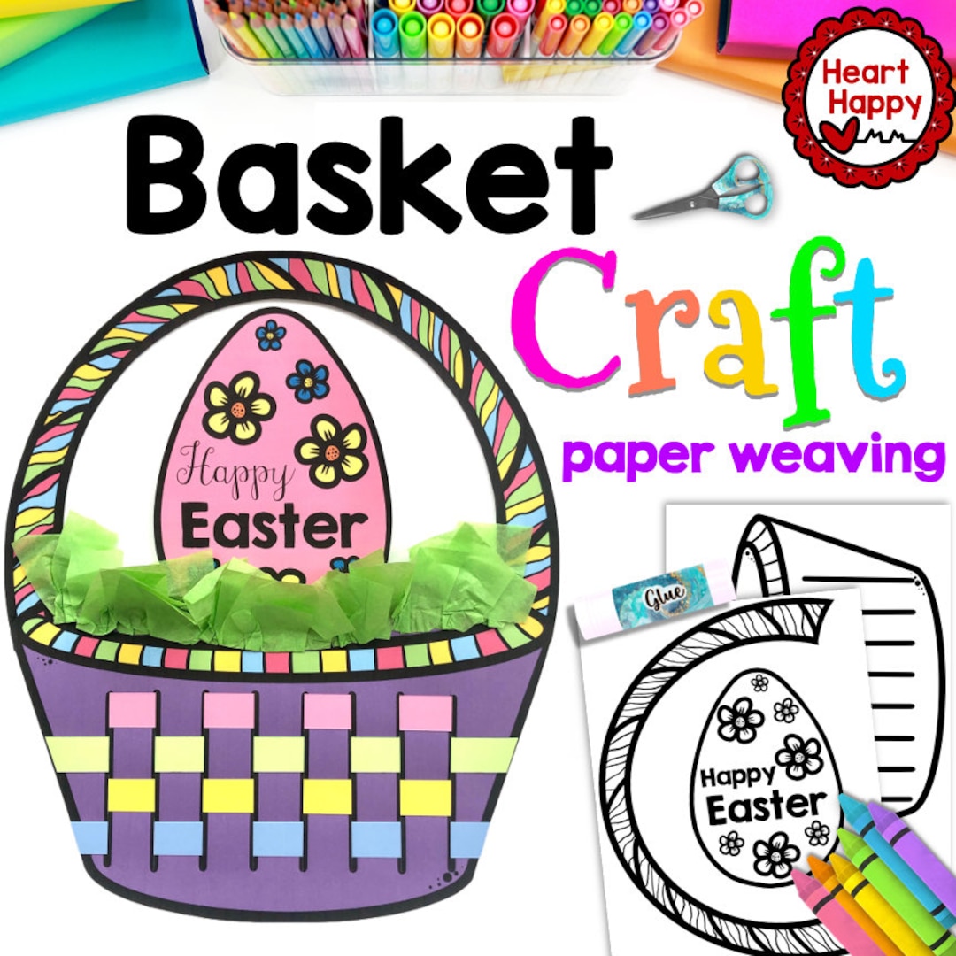 Easter Basket Weaving Craft, Kids Printable Craft Template, Spring ...