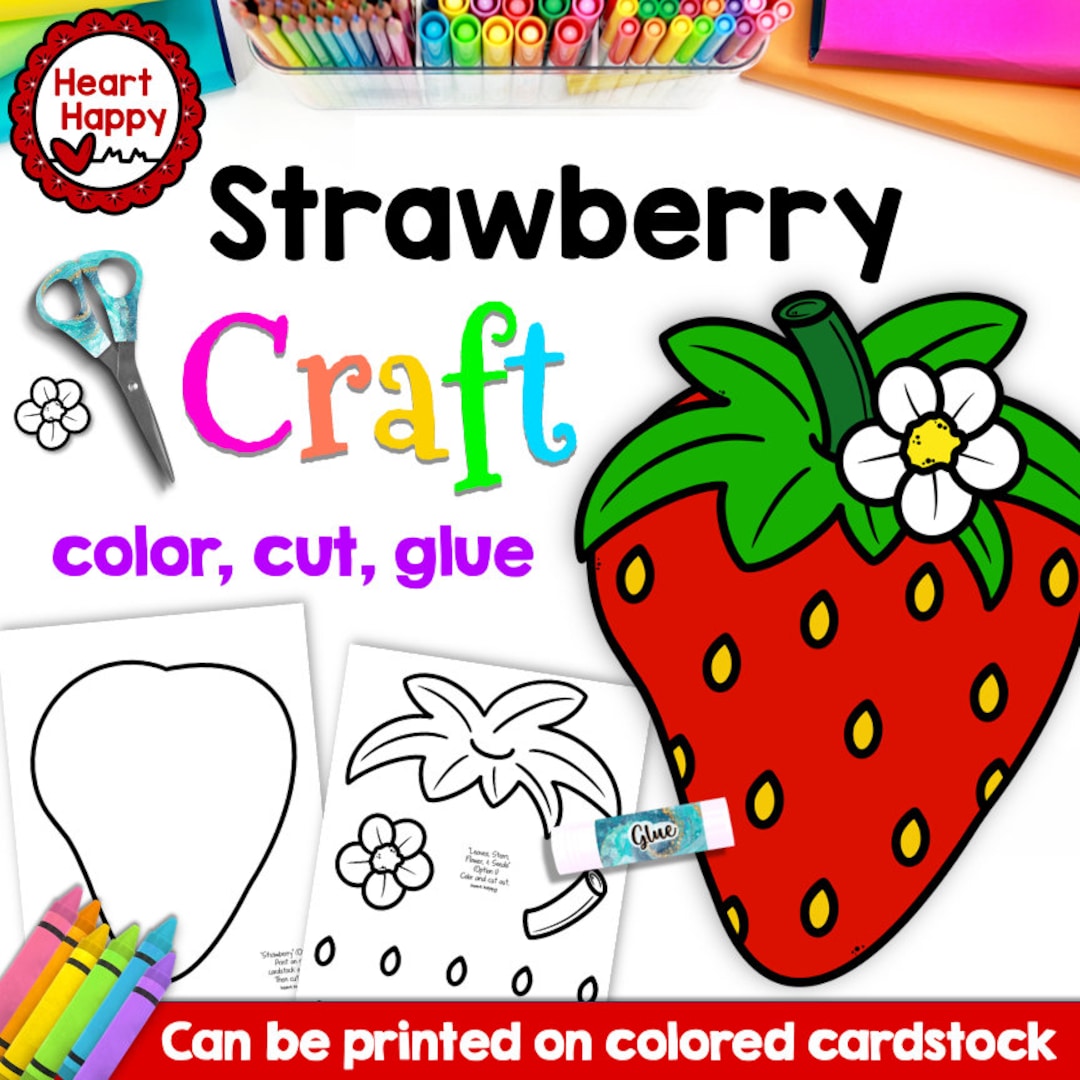 Strawberry Craft, Kids Printable Craft Template, Fruit Craft, Nutrition ...