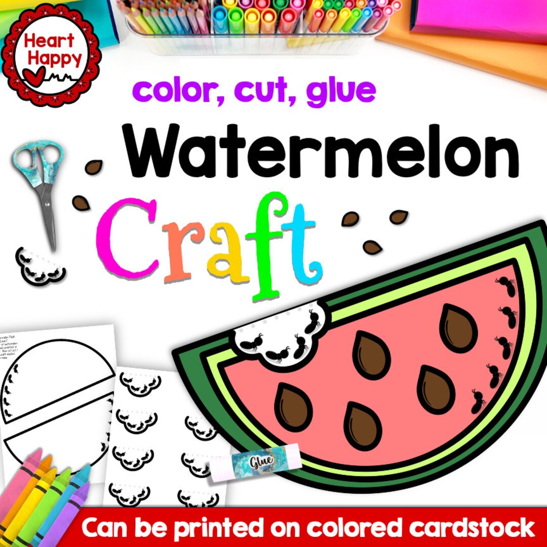 Watermelon Craft, Kids Printable Craft Template, Fruit Craft, Nutrition ...