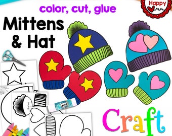 Winter Hat Kids Printable Craft Template, Winter Craft, Weaving, Paper ...