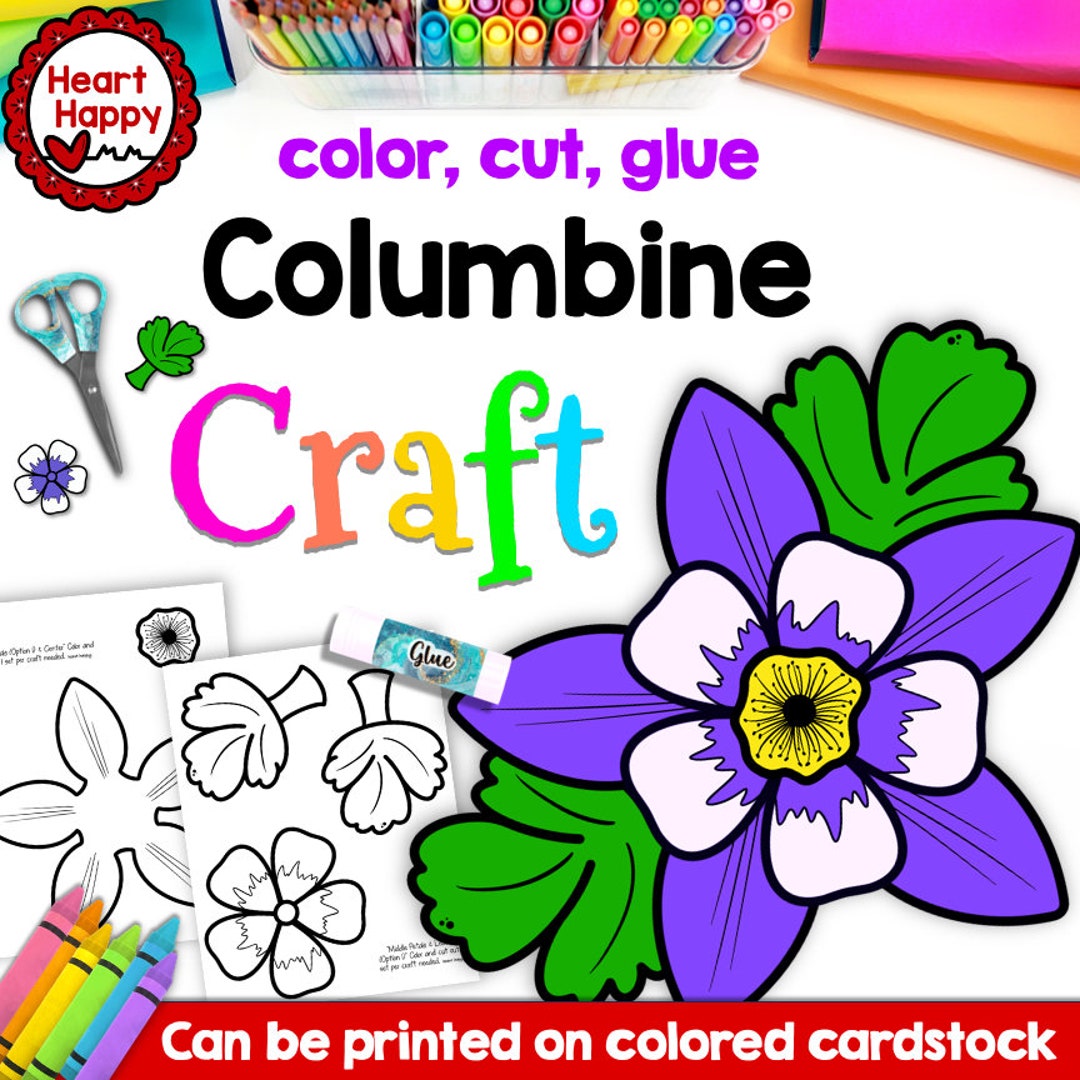 Columbine Flower Craft, Kids Printable Craft Template, Colorado State ...