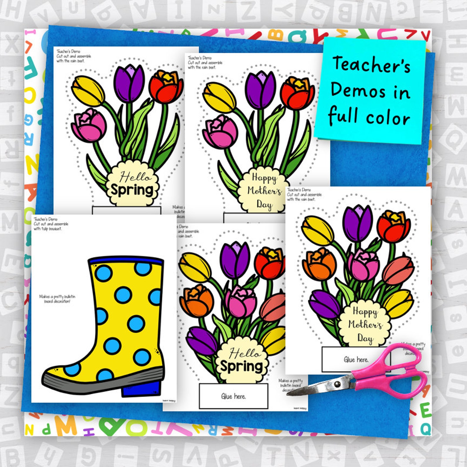 Printable Kids Tulips in Rain Boots Craft Template, Garden Craft ...
