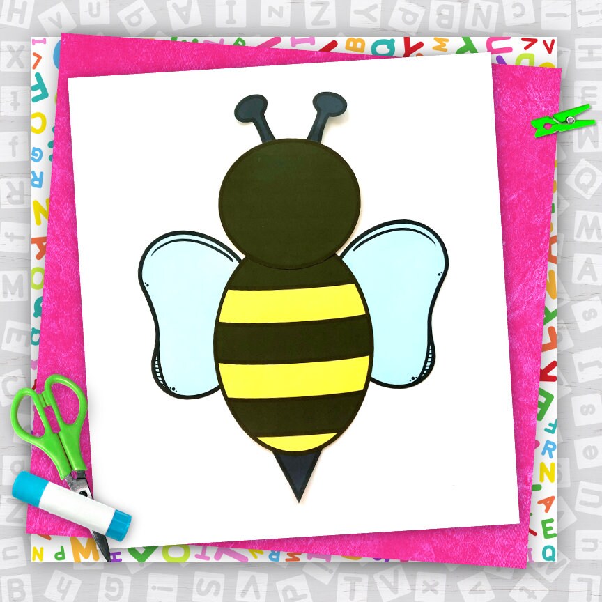 Printable Kids Bee Craft Template, Bug Craft, Insect Craft, Spring ...