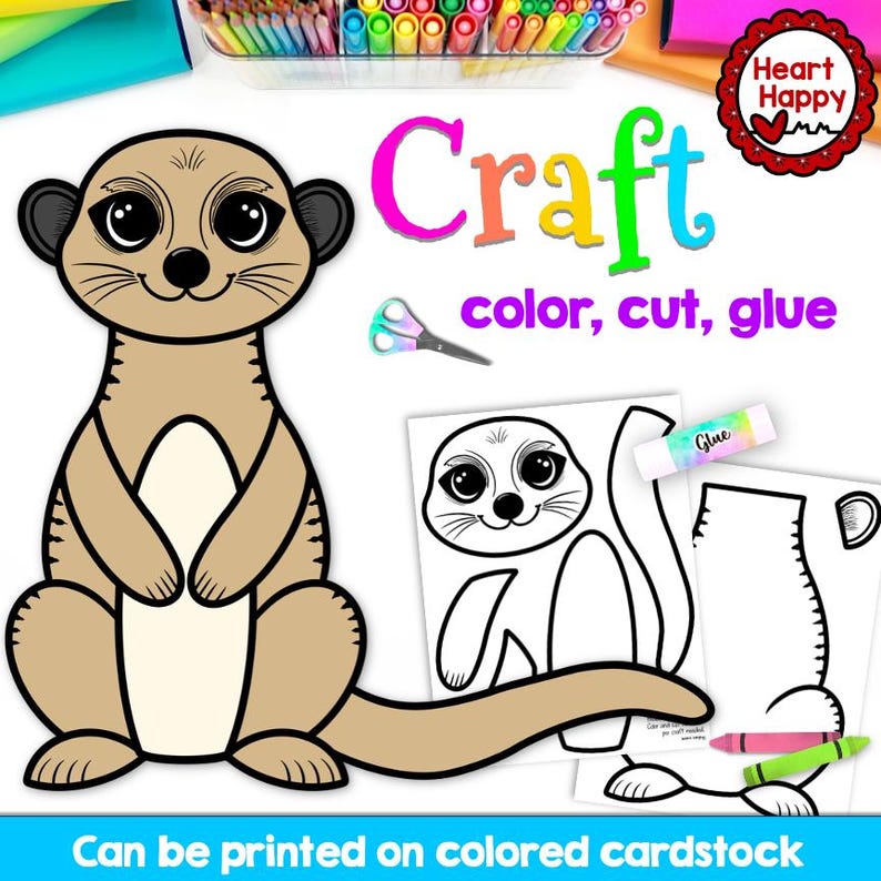 Meerkat Craft, Kids Printable Craft Template, Desert Animals, Letter M ...