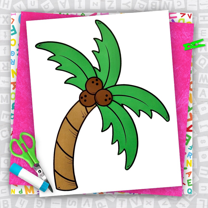 Palm Tree Craft, Kids Printable Craft Template, Beach Craft, Summer ...