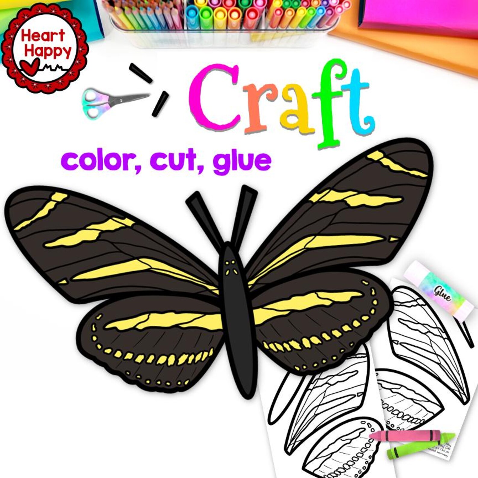 Butterfly Craft, Kids Printable Craft Template, Spring Craft, Florida ...