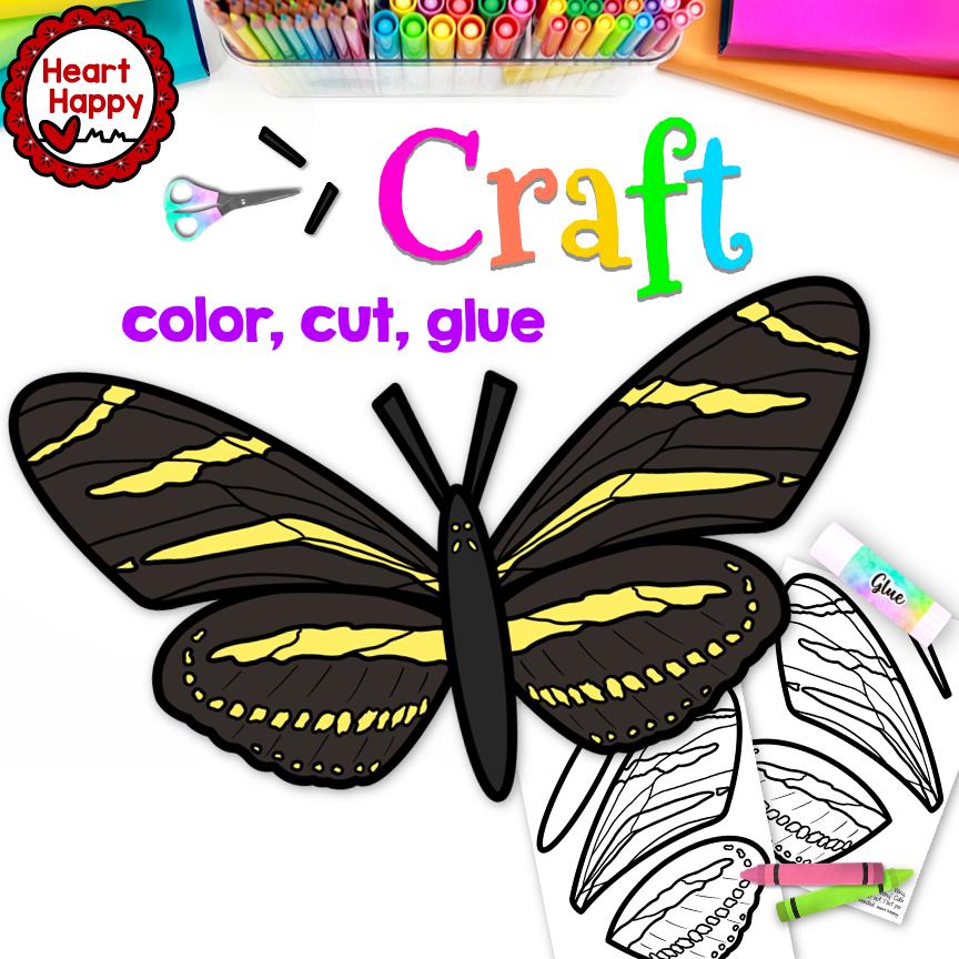 Butterfly Craft, Kids Printable Craft Template, Spring Craft, Florida ...