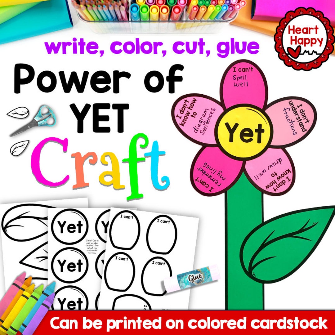 Self Affirmation Power of yet Flower, Kids Printable Craft Template ...
