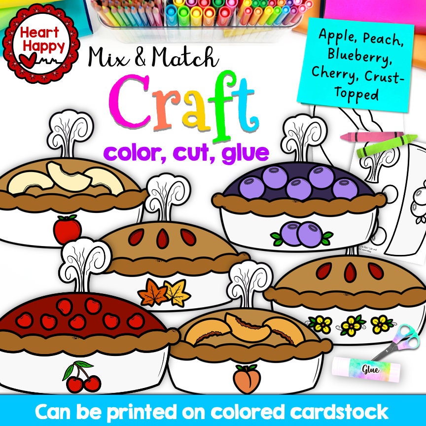 Pie Craft, Kids Printable Craft Template, Thanksgiving Craft, Fall ...