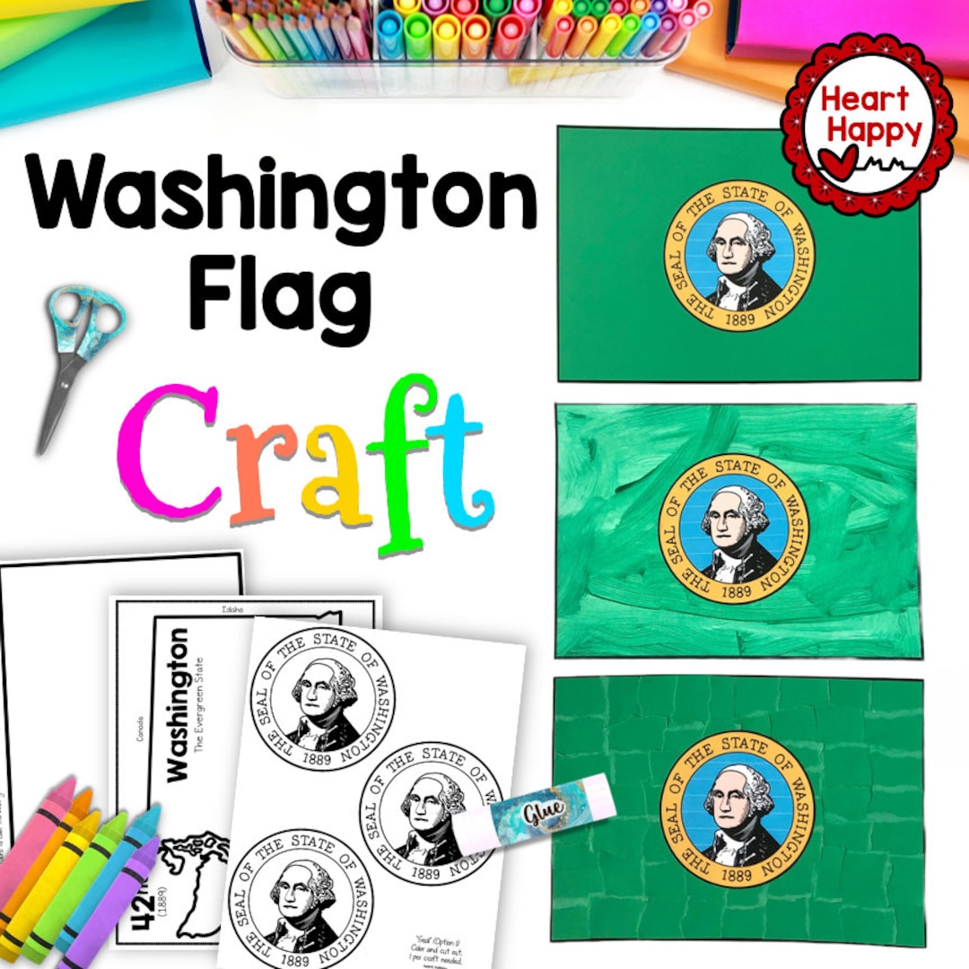 Washington Flag Craft, Kids Printable Craft Template, Washington State ...