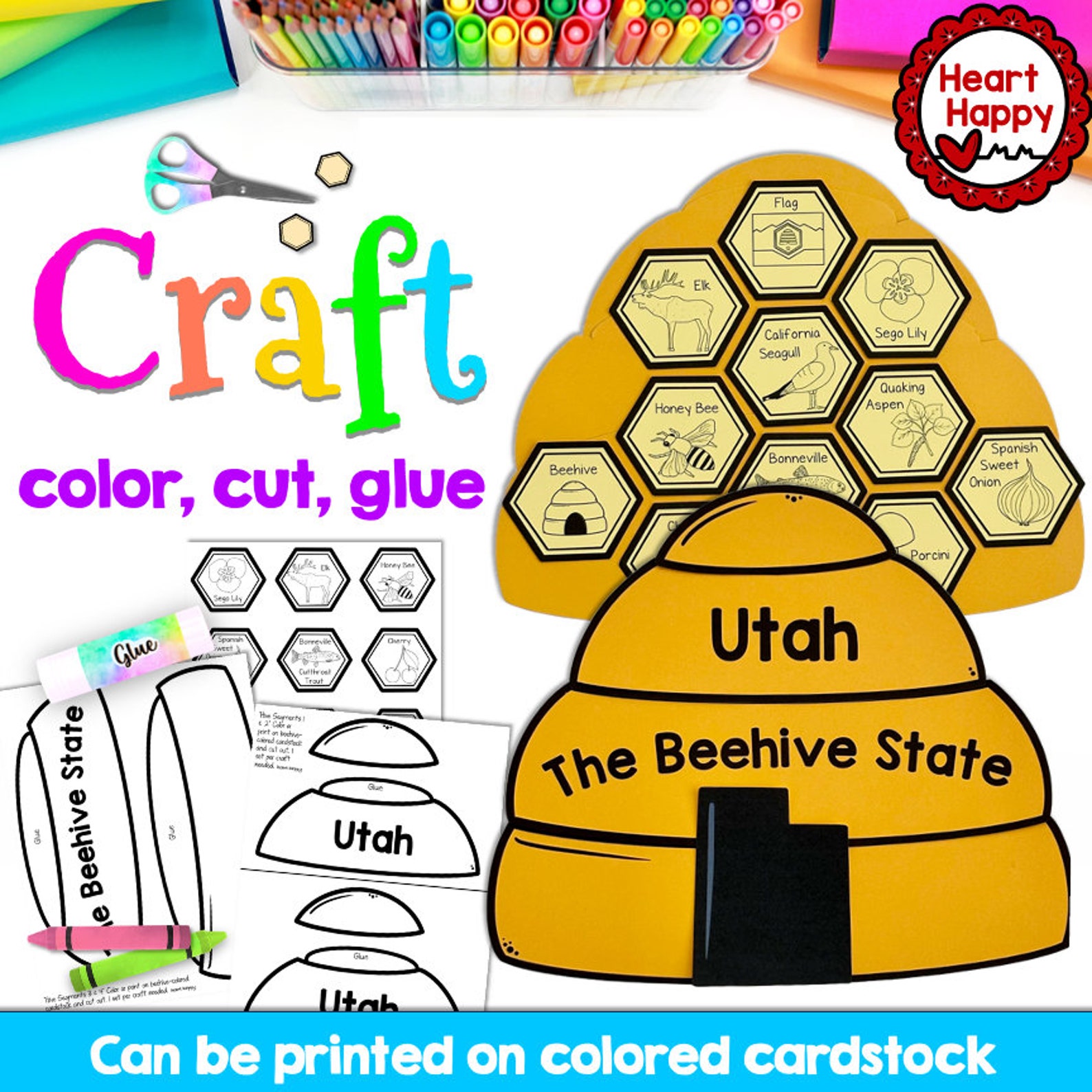 Utah State Symbols Craft, Kids Printable Craft Template, 50 States ...