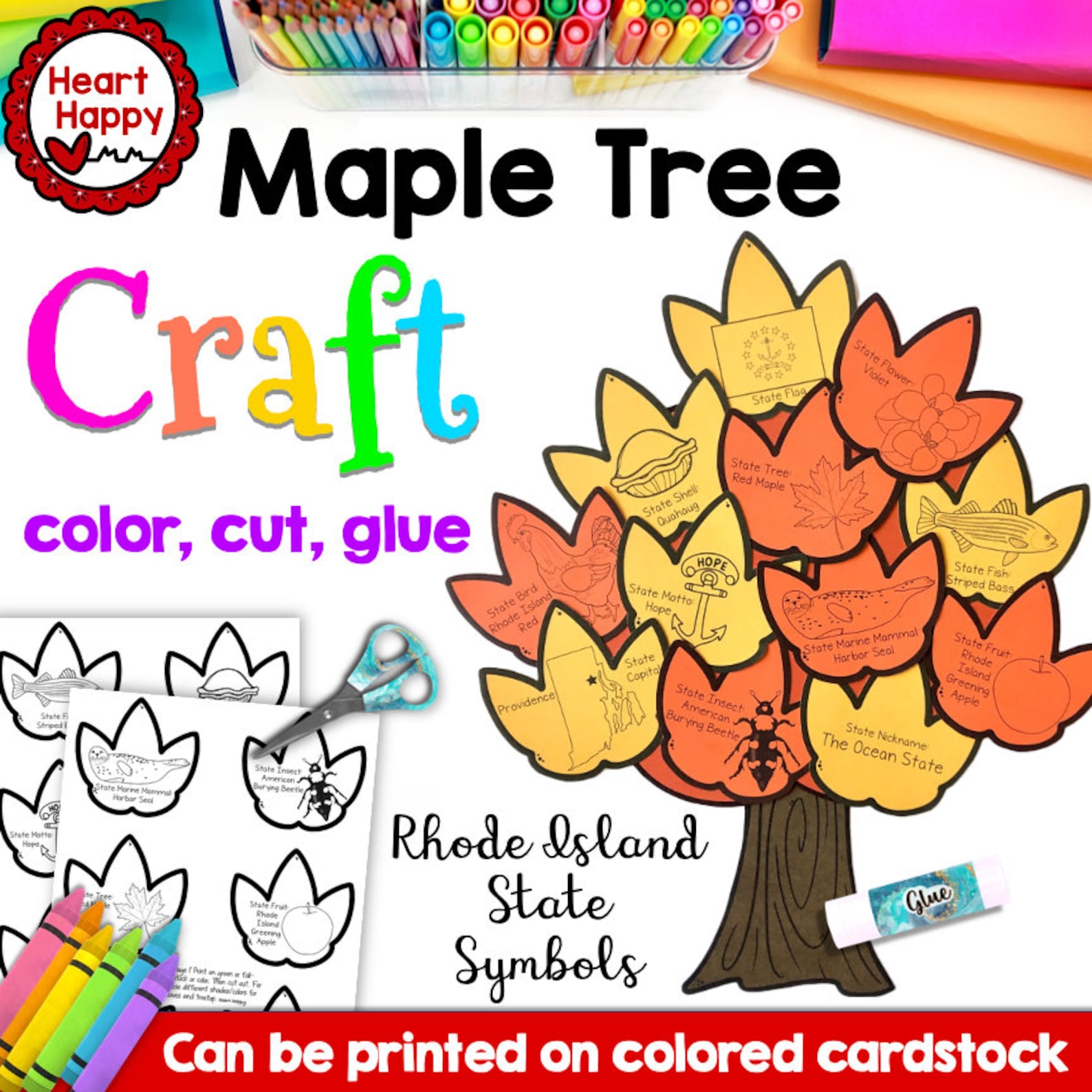 Rhode Island State Symbols, Sugar Maple Tree, Kids Printable Craft ...