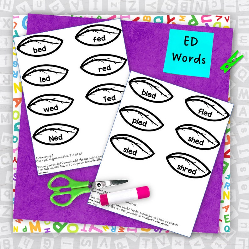 Ned's ED Bed,short E Craft,ed Word Family Craft, Printable Kids Craft ...