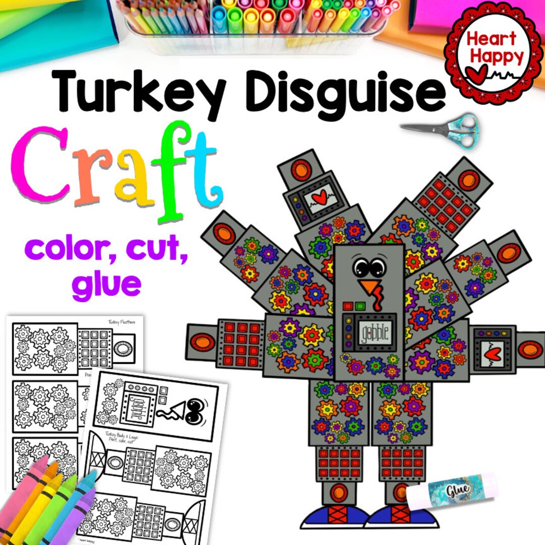 Turkey Craft, Kids Printable Craft Template, Thanksgiving, Fall Craft ...
