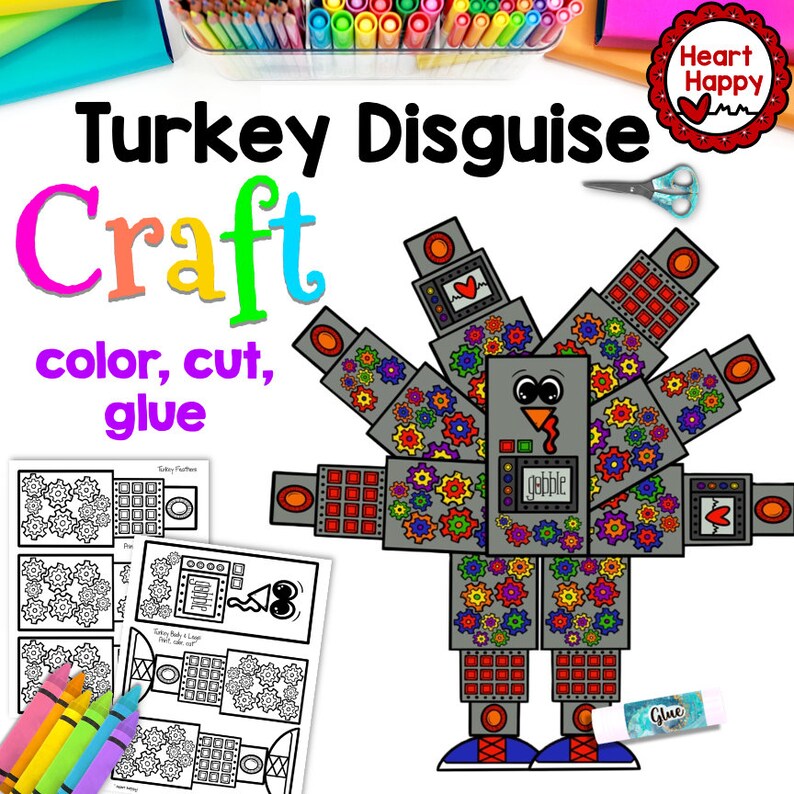 Turkey Craft, Kids Printable Craft Template, Thanksgiving, Fall Craft ...