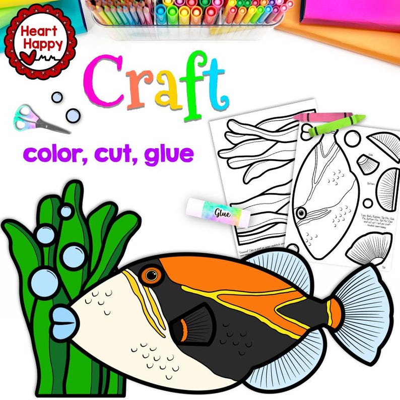 Ocean Fish Craft, Kids Printable Craft Template, Hawaii State Symbols ...