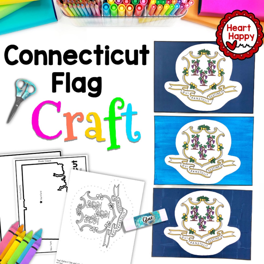 Connecticut Flag Craft, Kids Printable Craft Template, Connecticut ...