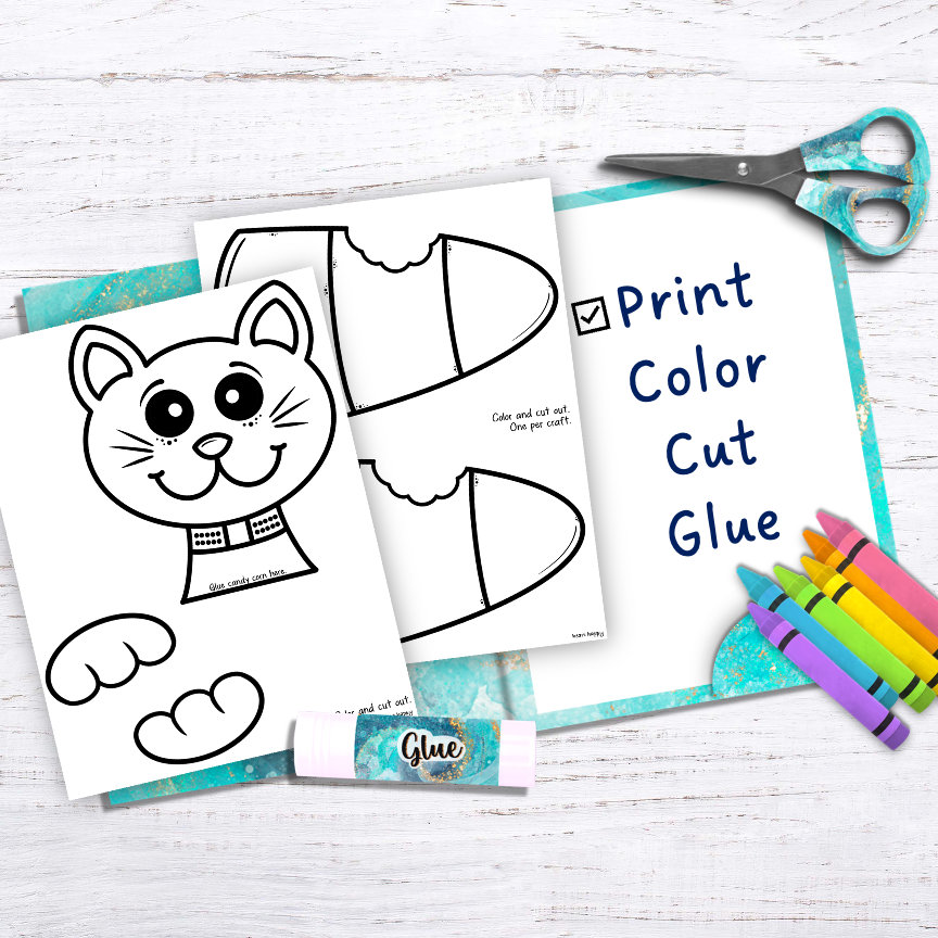 Halloween Cat Craft, Kids Printable Craft Template, Fall Craft ...