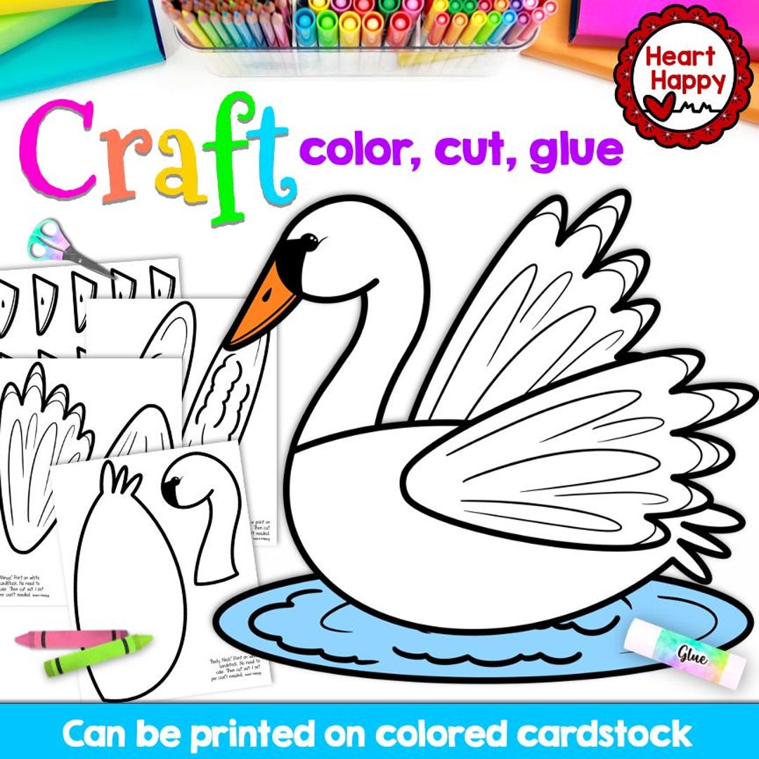 Swan Craft, Kids Printable Craft Template, Letter S, Ponds, Wetlands ...