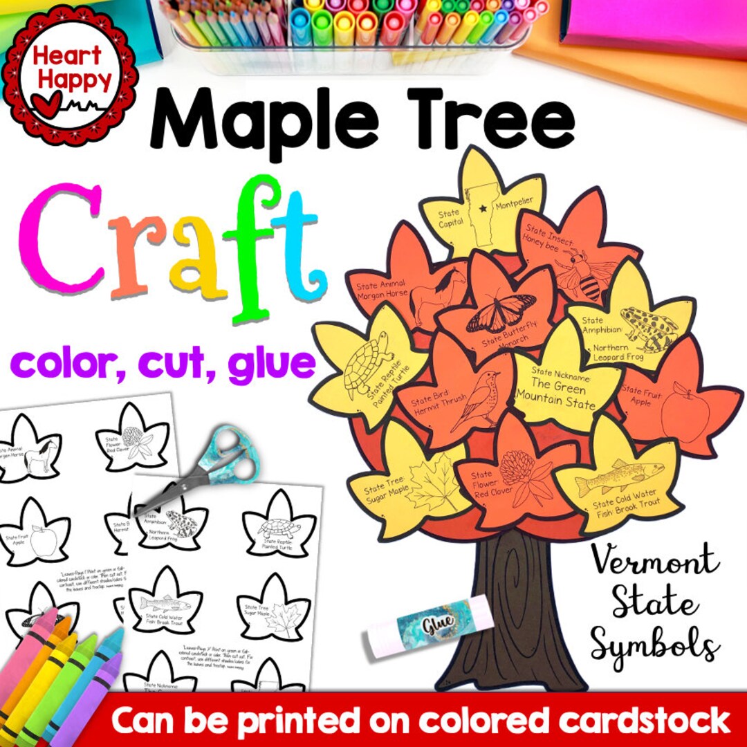 Vermont State Symbols, Sugar Maple Tree, Kids Printable Craft Template ...