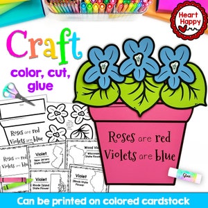 Violets Craft, Kids Printable Craft Template, Flower Craft, Spring ...