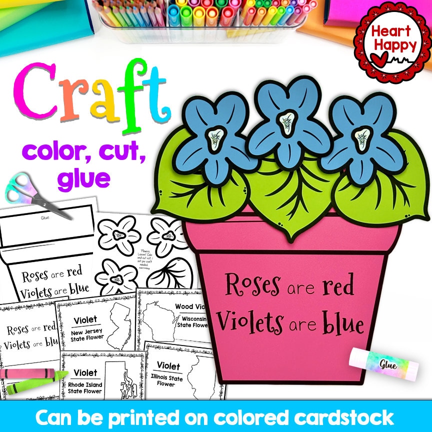 Violets Craft, Kids Printable Craft Template, Flower Craft, Spring ...