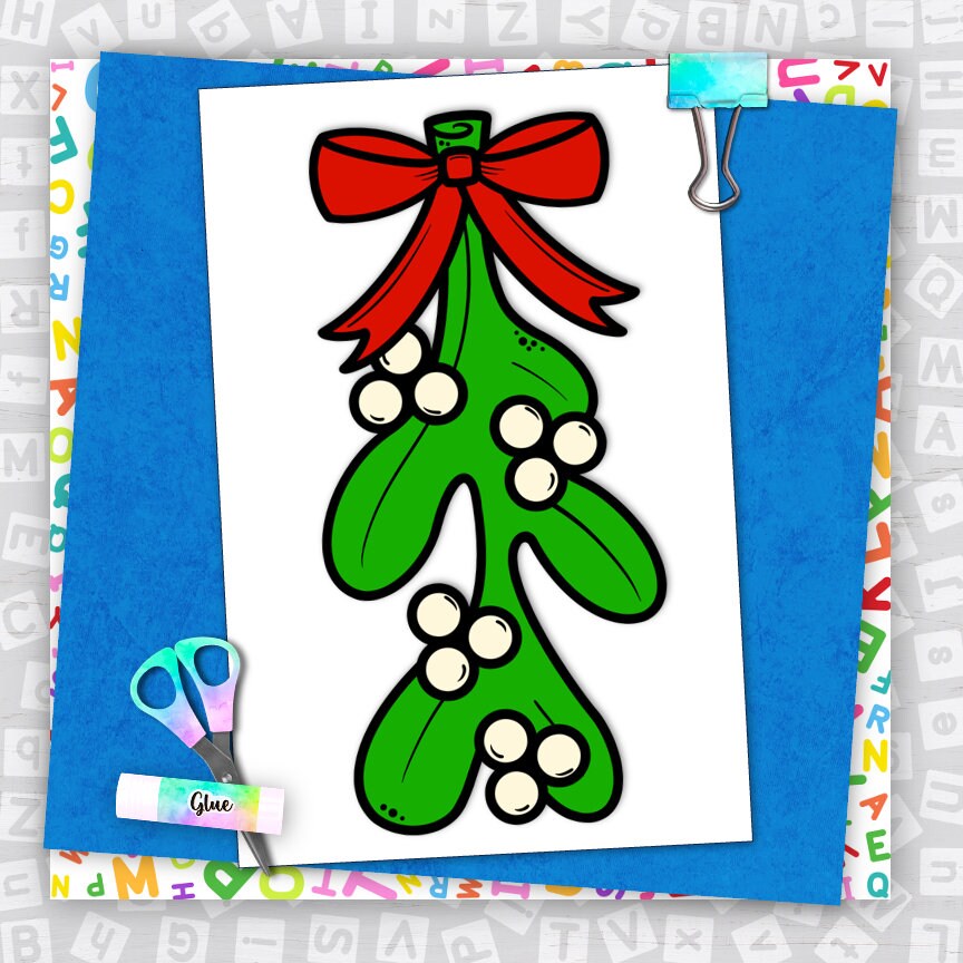 Mistletoe Craft, Kids Printable Craft Template, Winter, Christmas Craft ...