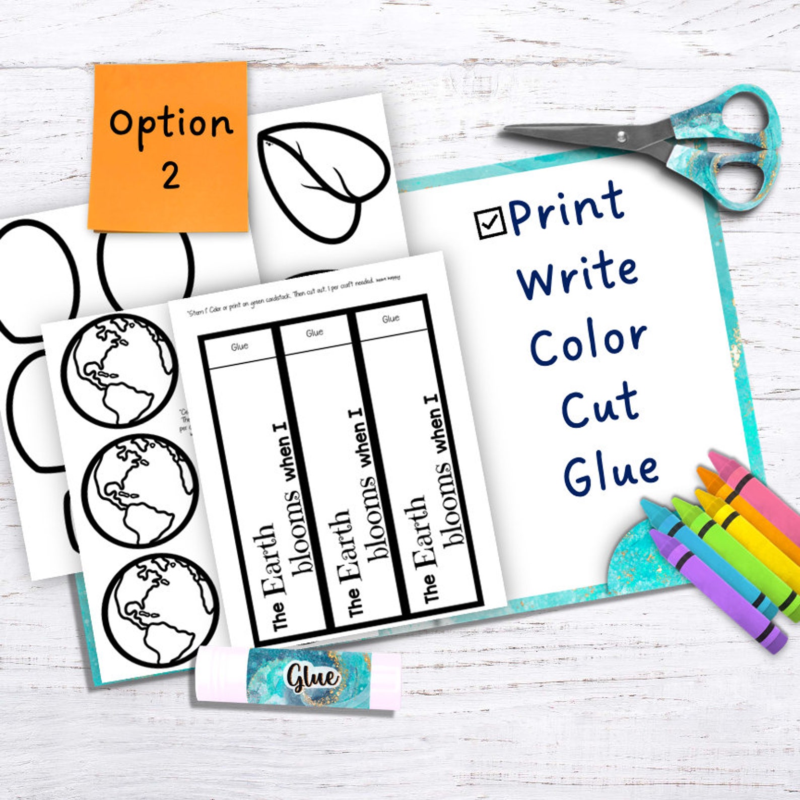 Earth Day Flower Craft, Kids Printable Craft Template, Spring Craft ...