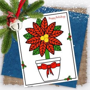 Poinsettia Kids Printable Craft Template, Winter Craft, Christmas Paper ...