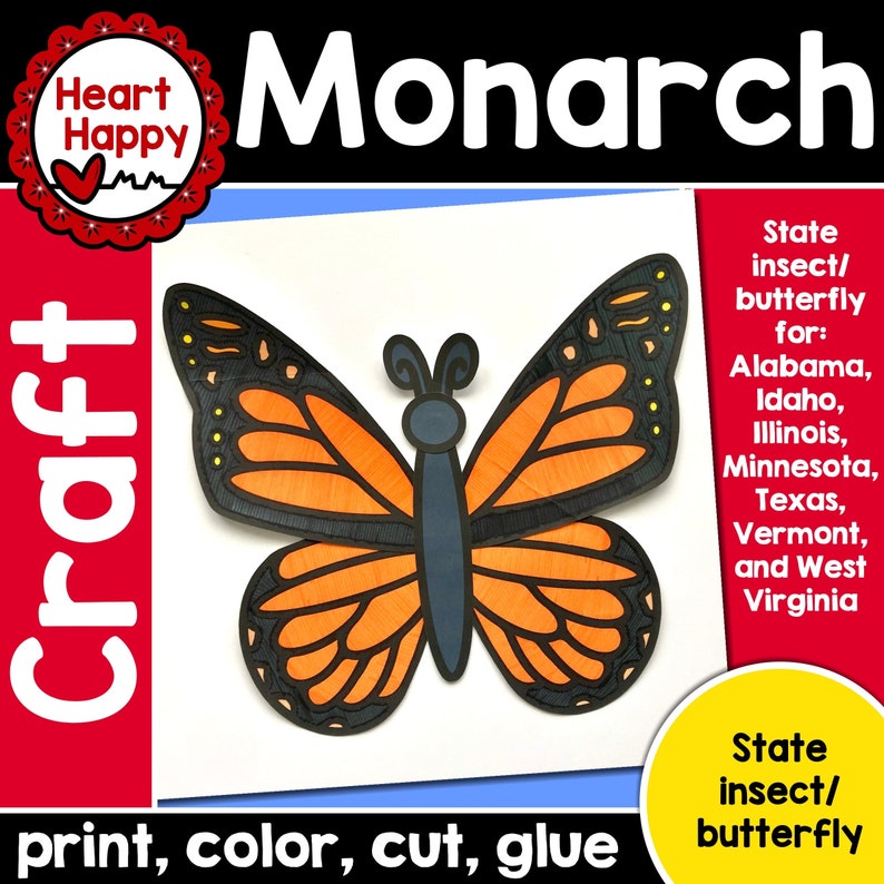 Printable Kids Monarch Butterfly Craft Template Insect Craft - Etsy