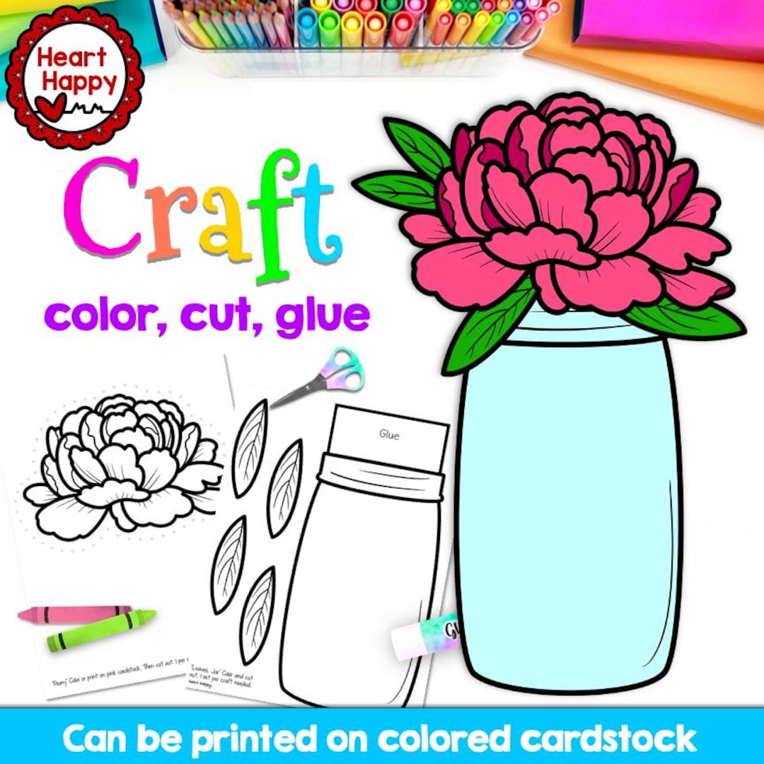 Peony Flower Craft, Kids Printable Craft Template, Indiana State ...