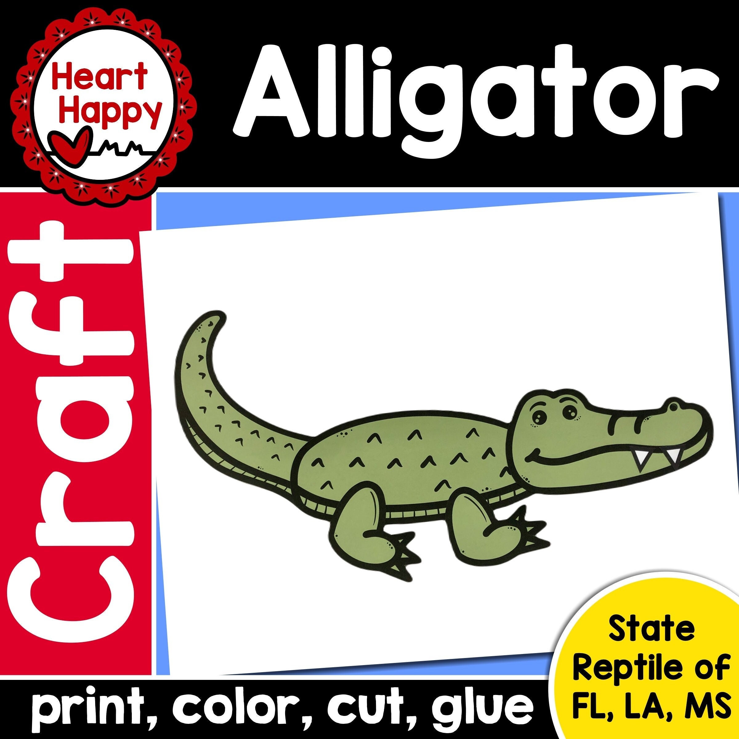 Printable Kids Alligator Craft Template Letter A Homeschool - Etsy ...