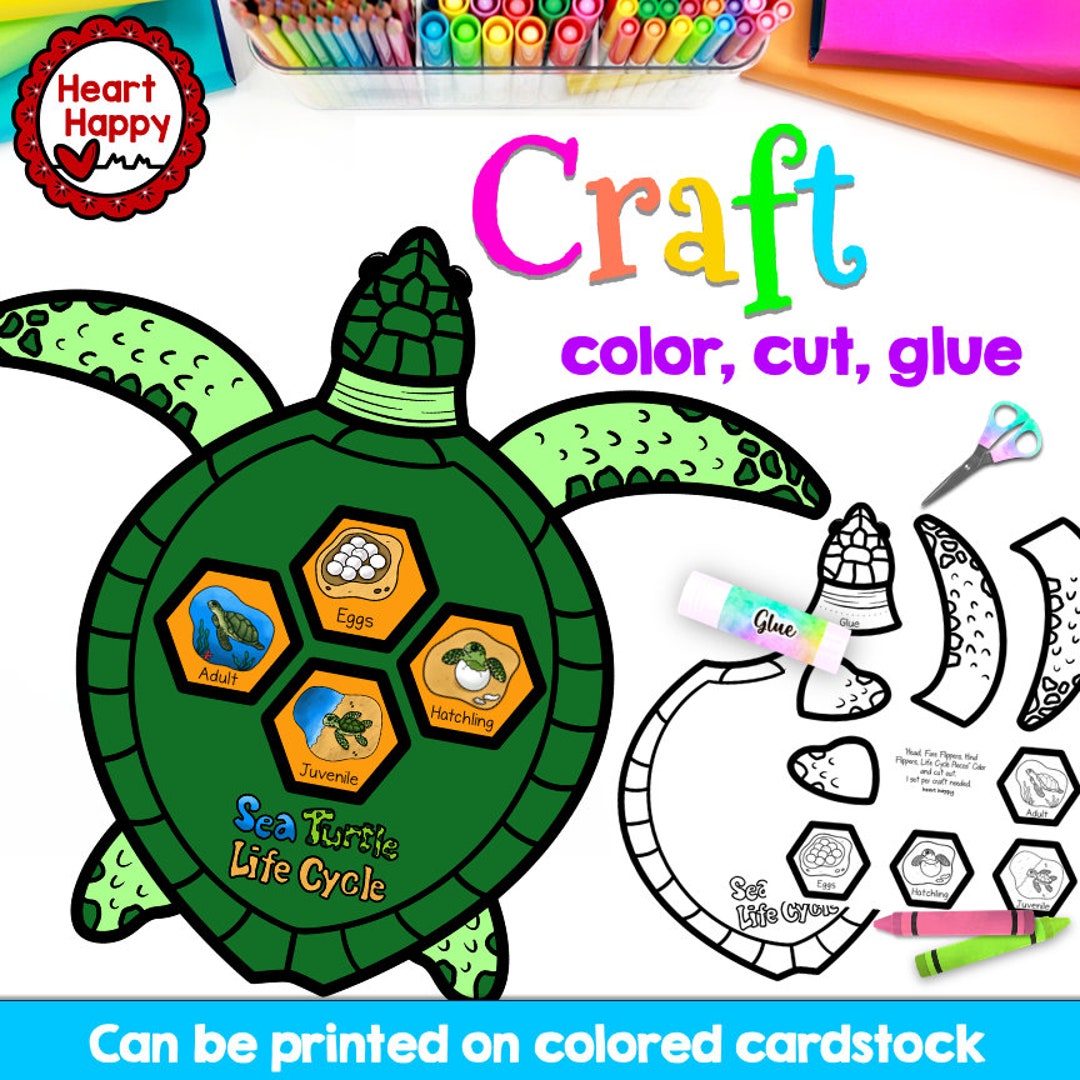 Sea Turtle Life Cycle Craft, Kids Printable Craft Template, Summer ...