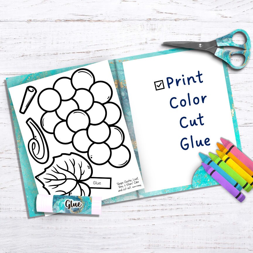Grapes Craft, Kids Printable Craft Template, Fruit Craft, North ...