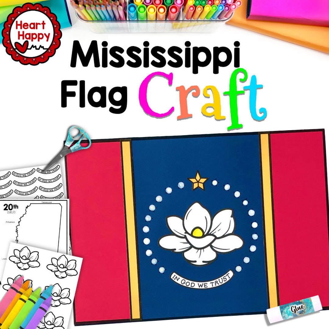 Mississippi Flag Craft, Kids Printable Craft Template, Mississippi ...