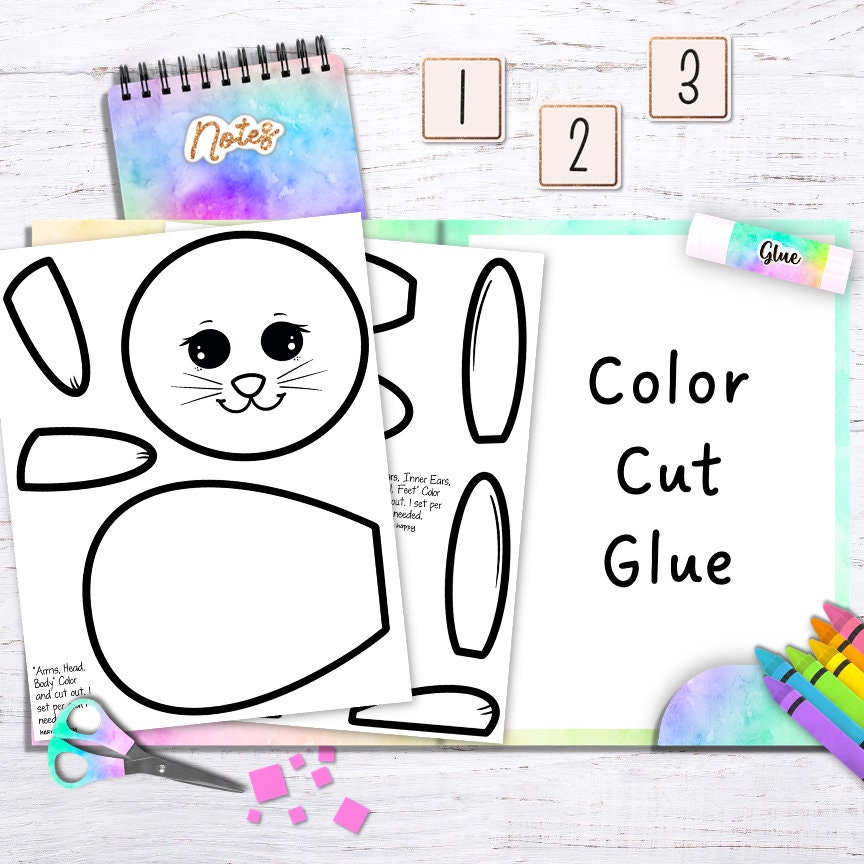 Bunny Rabbit Craft, Kids Printable Craft Template, Spring, Letter R ...