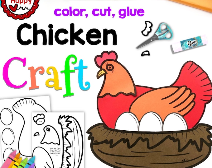 Printable Chicken Craft Template | Farm Animal Craft Activity | Chicken ...